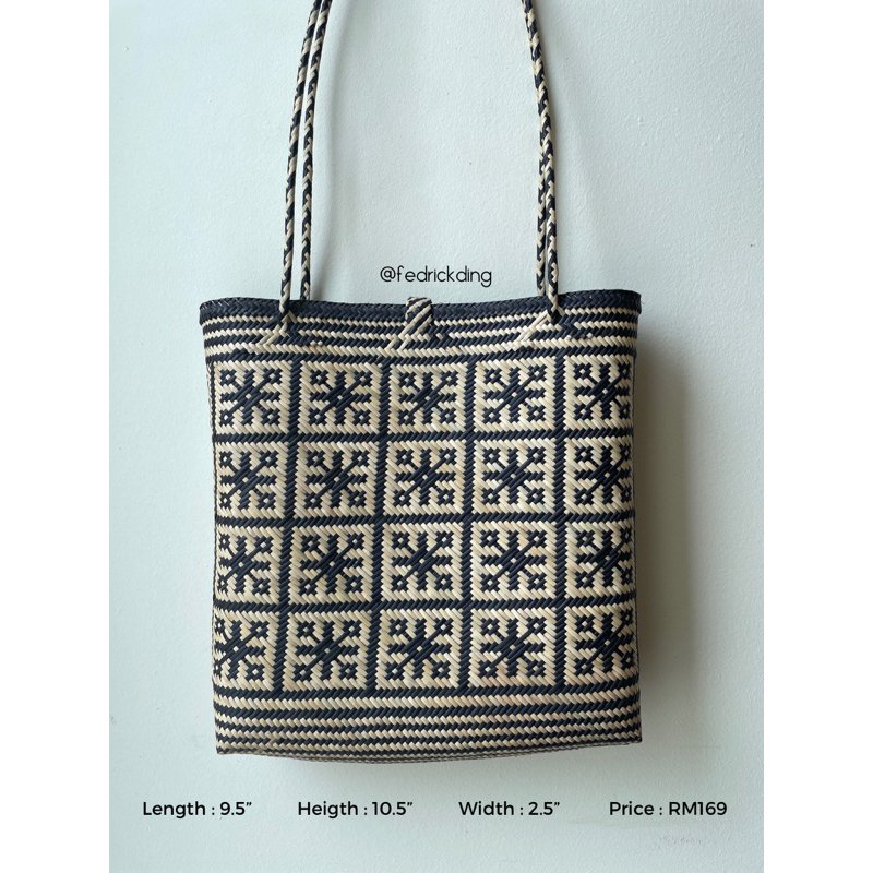 Beg Rotan Orang Ulu Shoulder Tote Rattan Bag with Borneo Motif | Shopee ...