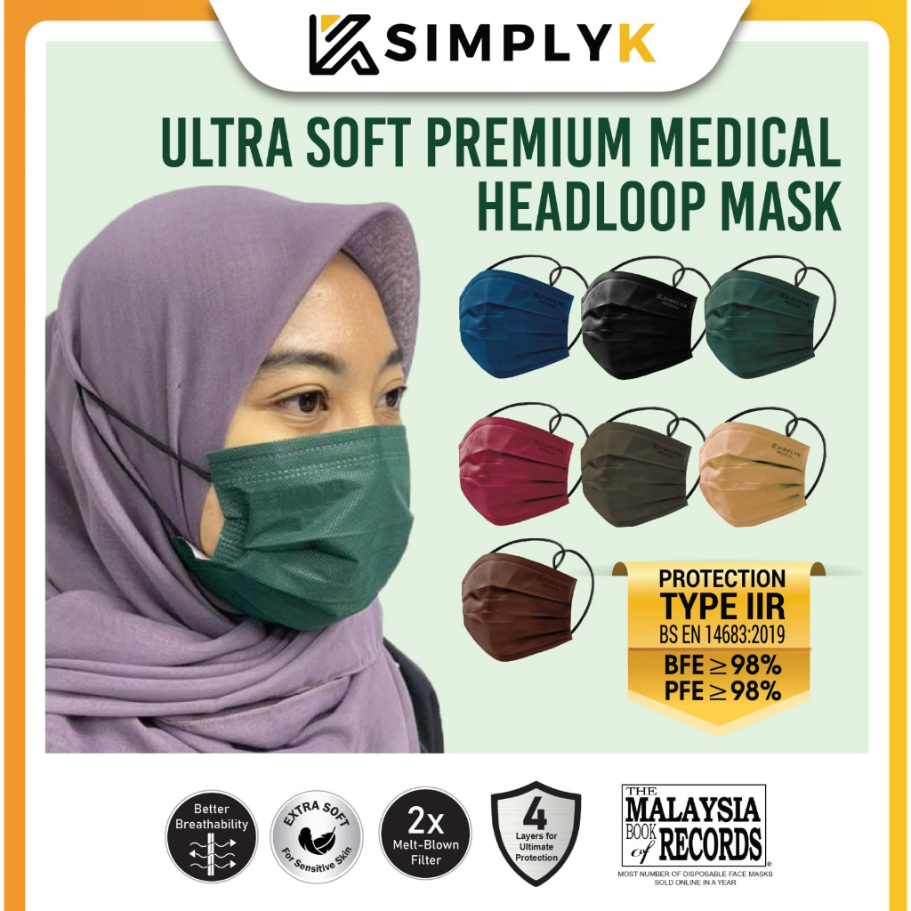 HEADLOOP & EARLOOP Disposable Mask BFE 95% 50Pcs/Box PREMIUM QUALITY ...