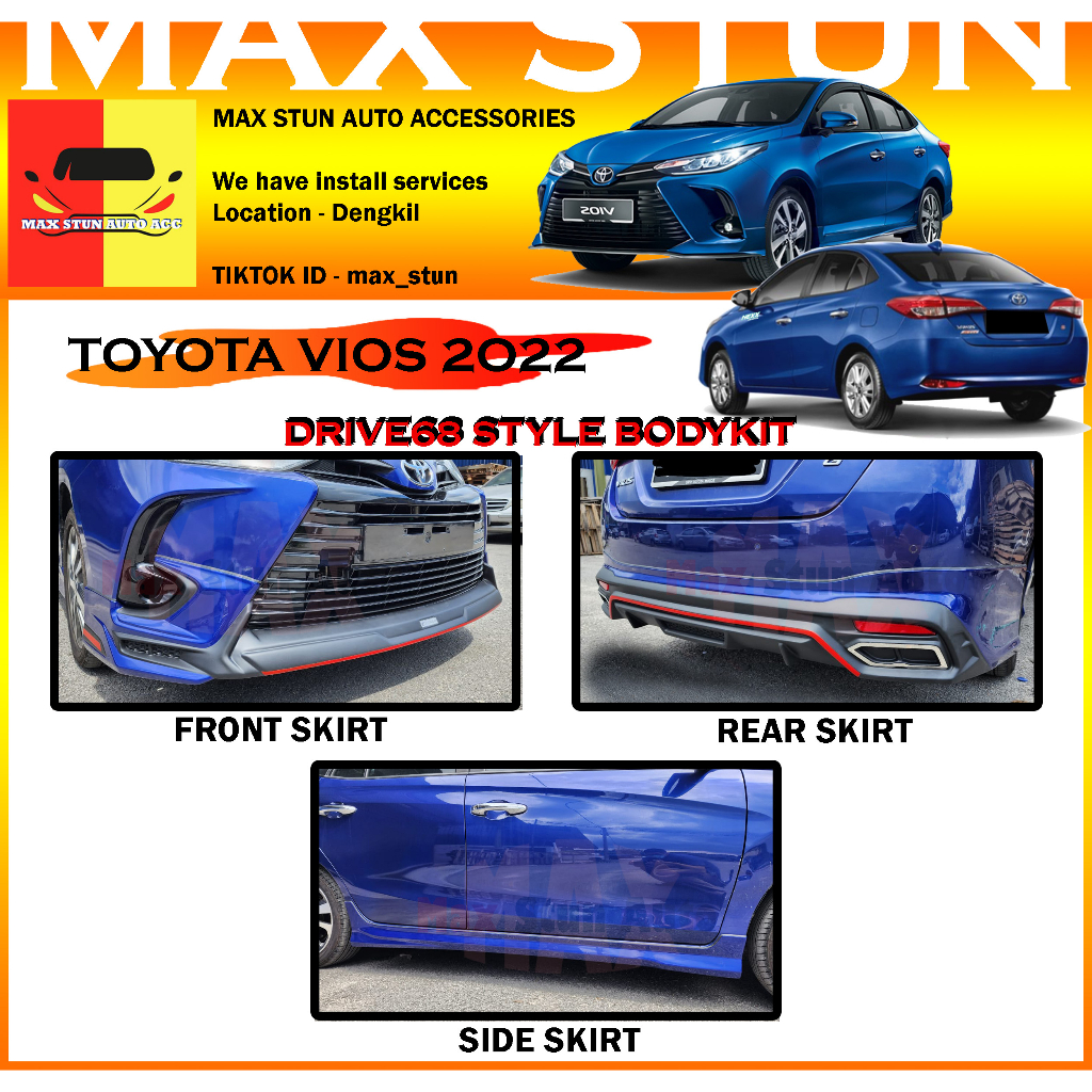 TOYOTA VIOS NCP151 2020-2022 DRIVE68 FULLSET BODYKIT D68 BUMPER SKIRT ...
