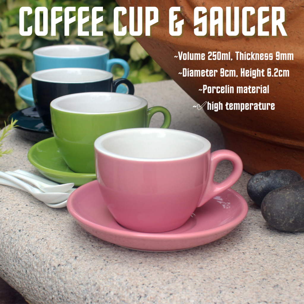 190ml Ceramic Coffee Cup & Saucer|| Coffee Latte & Espresso Cup Set ...