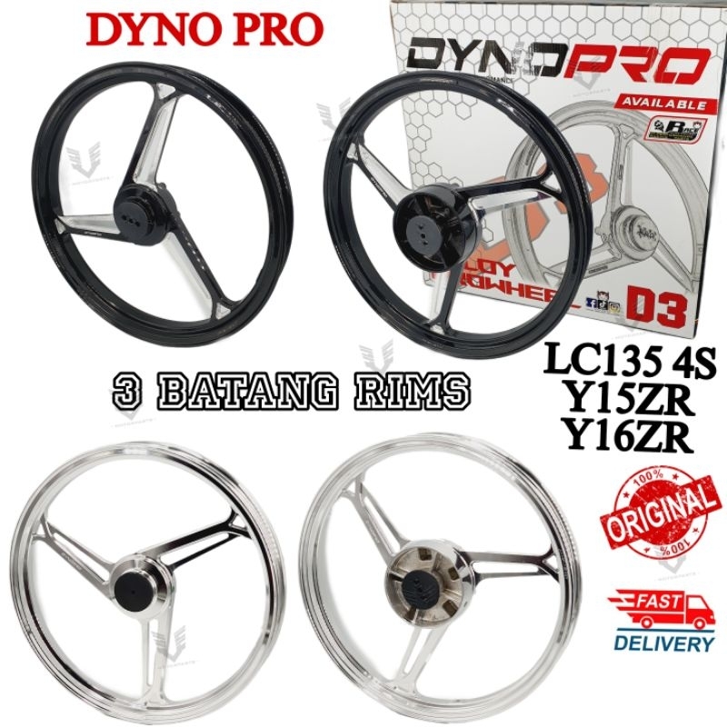 DYNOPRO D3 3 BATANG SPORTRIM Y16ZR Y15ZR LC135 4S CNC DYNO PRO ALLOY PROWHEEL RIM 1.6x17 1.60x17 ...