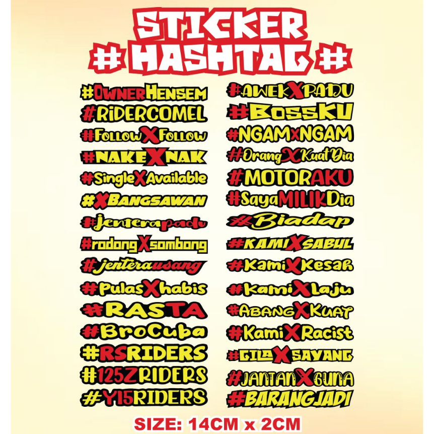 STICKER #HASHTAG# 🔥Cutting Sticker 🔥MORE THAN 20 DESIGN🔥READY STOCK ...