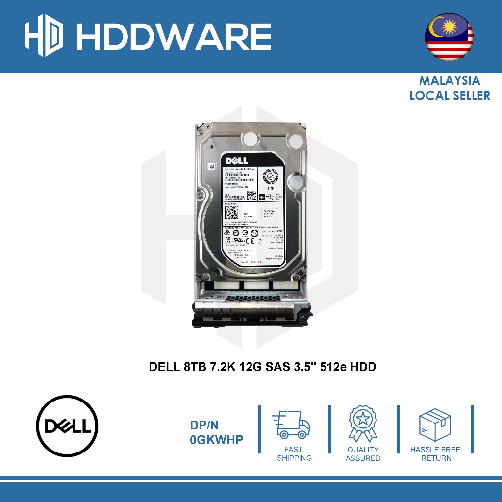 DELL 8TB 7.2K 12G SAS 3.5" 512e HDD // 0GKWHP // GKWHP // ST8000NM0075 ...