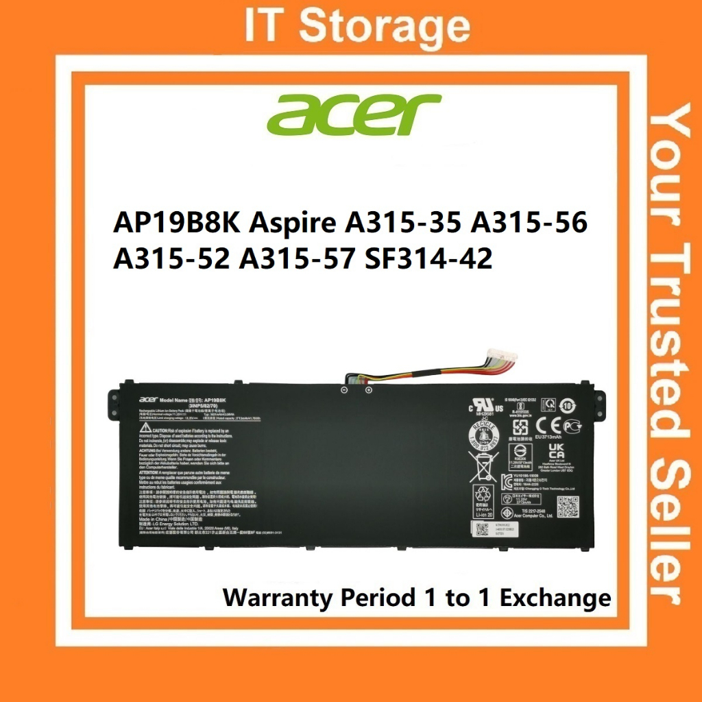 ACER AP19B8K Aspire N18Q13 A315-35 A315-56 A315-57 A315-57G A317-52 ...