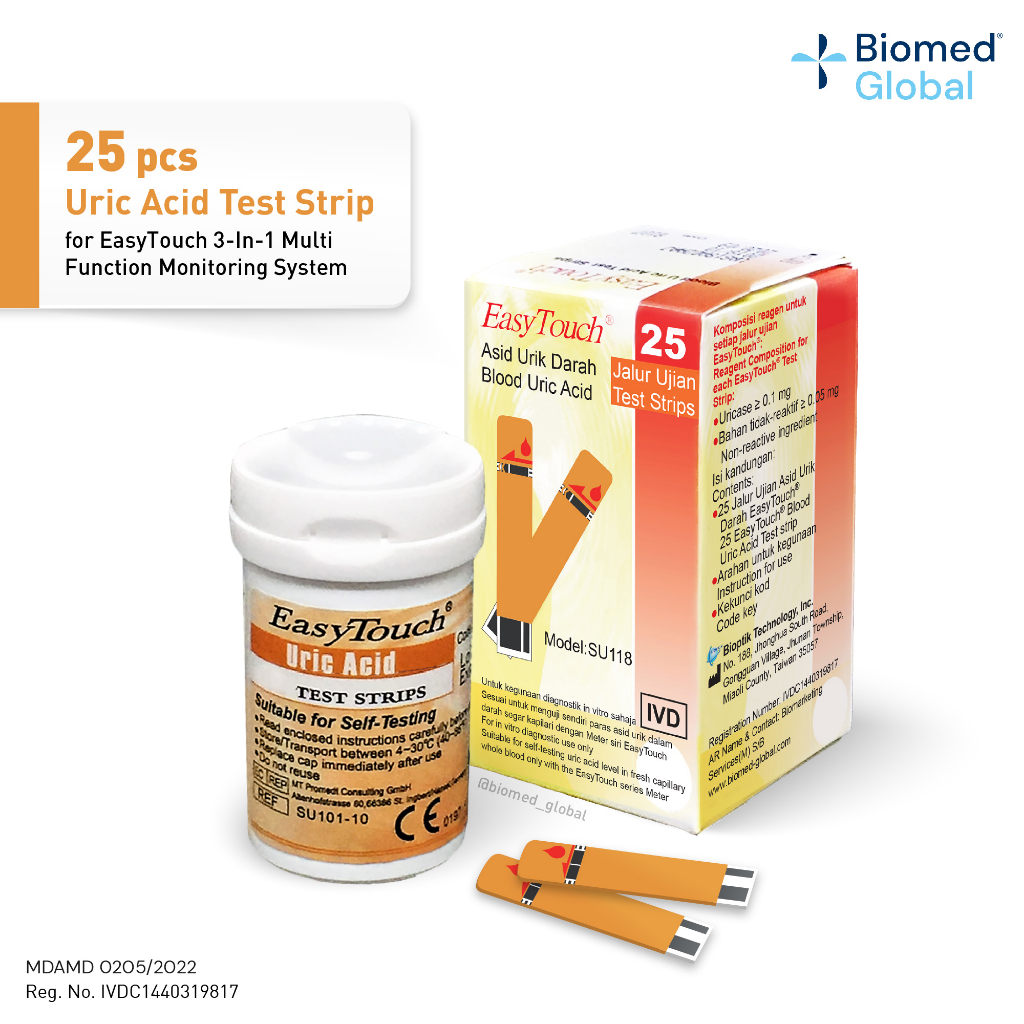 EasyTouch GCU Uric Acid Test Strip, 25 strips/box | Shopee Malaysia