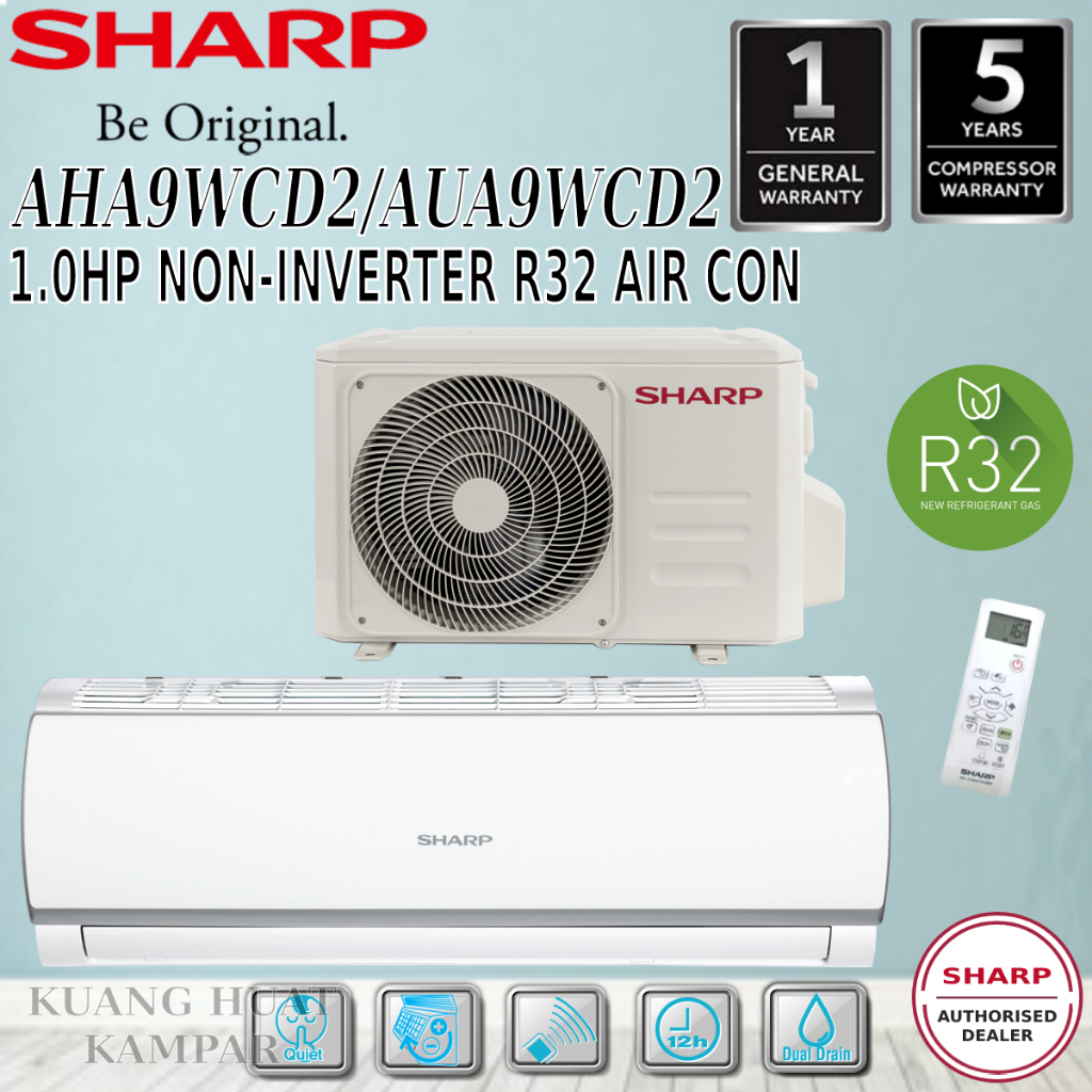 SHARP 1.0HP R32 NON-INVERTER AIR CONDITIONER AHA9WCD2 / AUA9WCD2 // AHA9XCD / AUA9XCD | Shopee ...