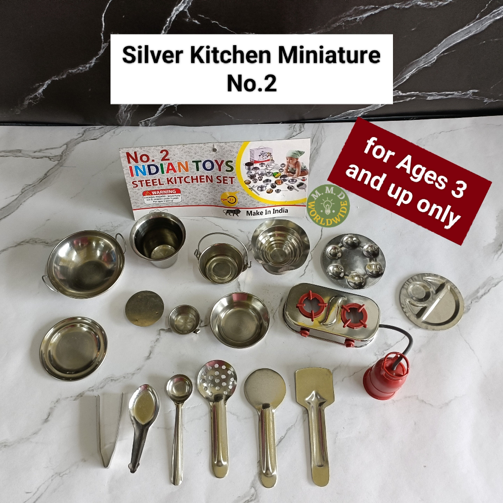 Silver Miniature Kitchen Toys Set No.2 (17 pcs) | Shopee Malaysia