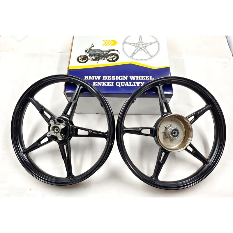 Y15zr Y15 Y16 Y125 Lc135 5s Enkei BMW Design Sport Rim Wheel Yamaha BMW Leg Bright Black / Gold ...