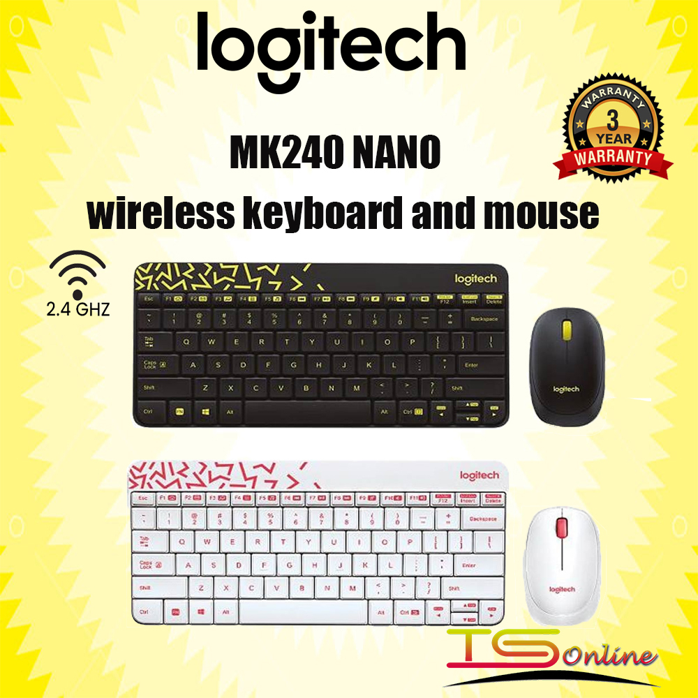 Logitech Mk240 Nano Wireless Keyboard And Mouse Combo Black And White