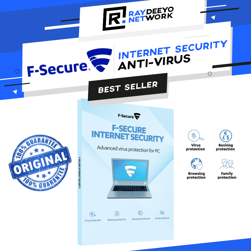 F-Secure Internet Security Anti-Virus Software Hard Copy License Original (Windows & MacOS) [1 ...