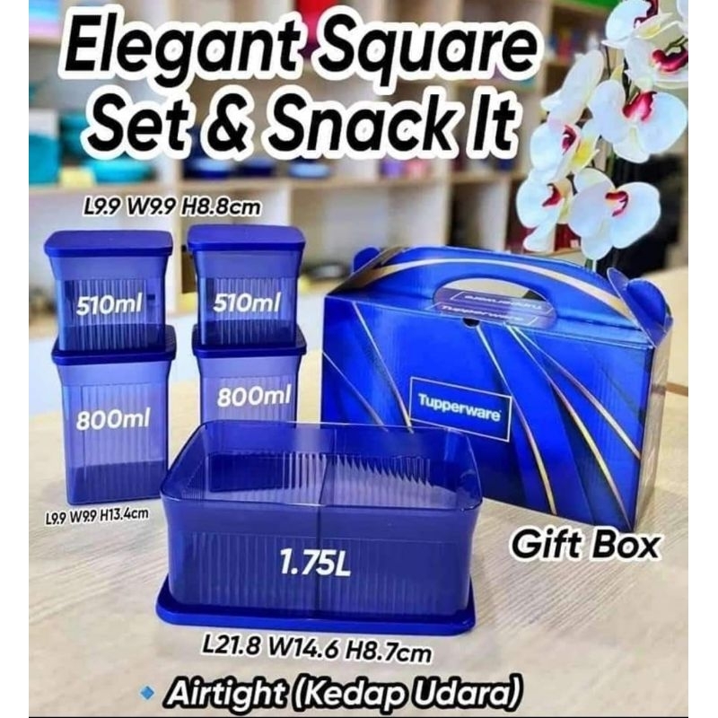 Tupperware elegant square set & Snack it | Shopee Malaysia