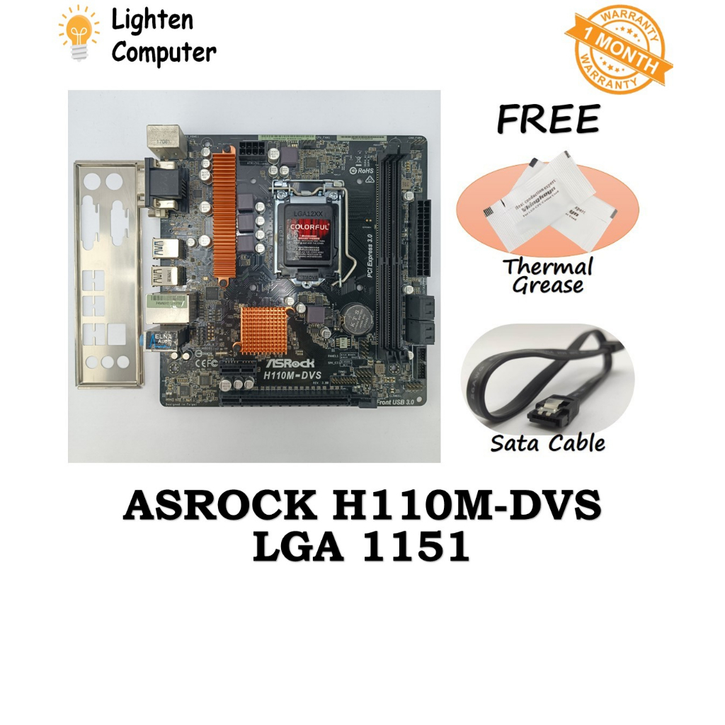 【FREE GIFT】 Asrock H110M-DVS R3.0 Motherboard | H110 | LGA 1151 | 6th ...