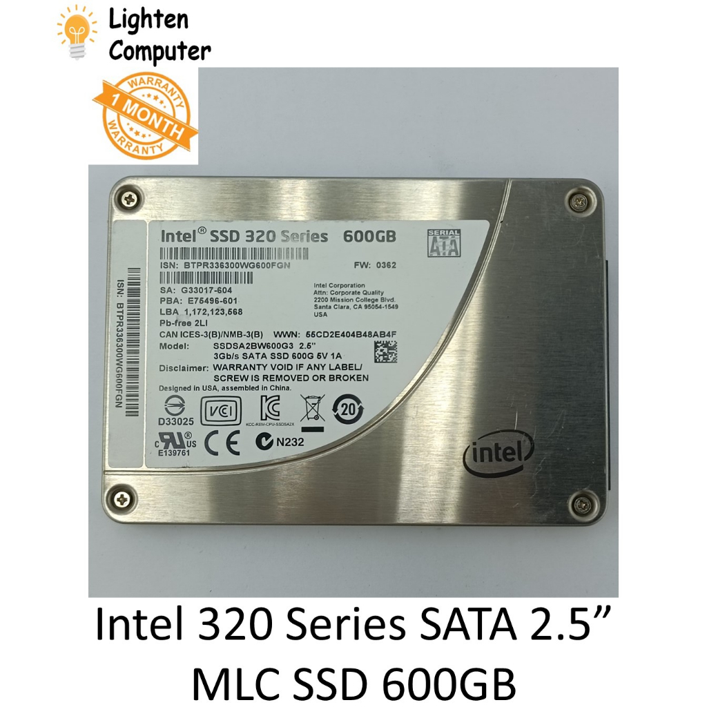 【USED】 INTEL 2.5" inch 320 SATA SSD 600GB | Internal 7mm Solid State ...