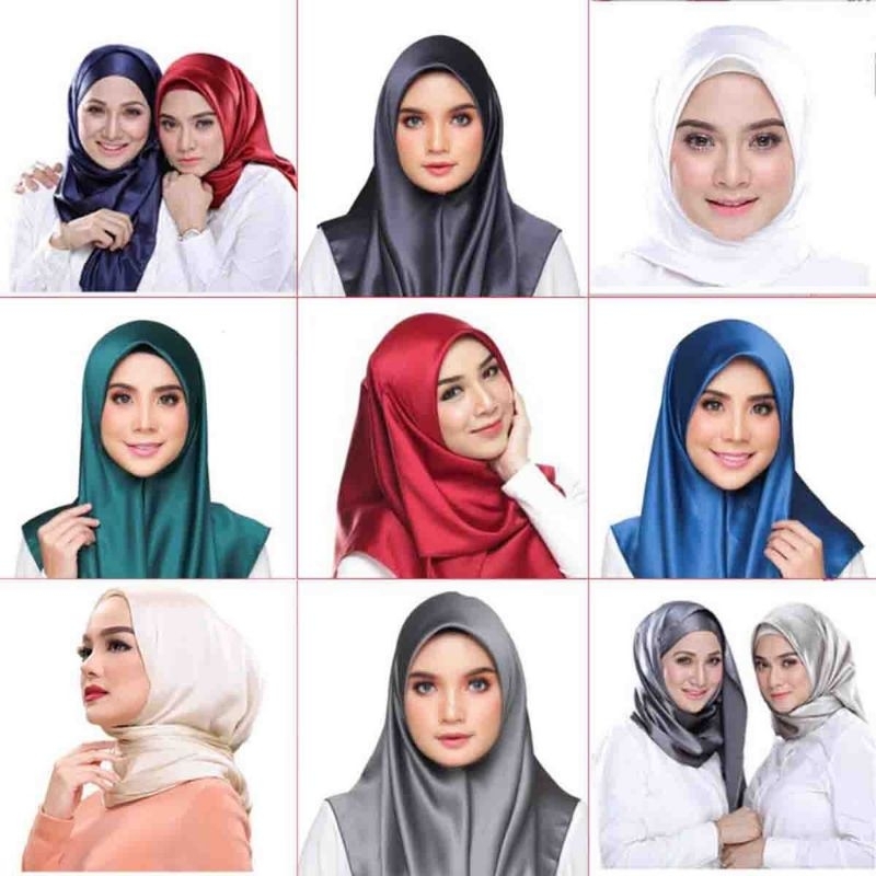 HIJAB TUDUNG KILAT BAWAL MUSLIMAH SATIN ICE SILK TUDUNG SCARF | Shopee ...