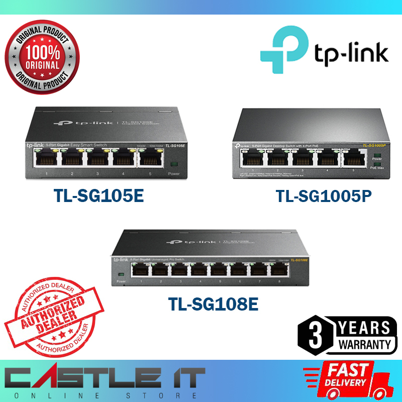 TP-Link TL-SG105E / TL-SG108E / TL-SG1005P POE 5 Port / 8 Port Desktop Gigabit Easy Smart Switch ...