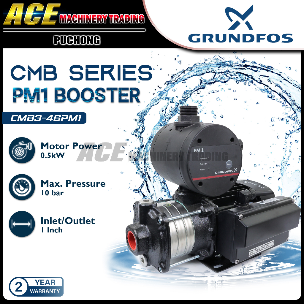 [ Grundfos ] CMB3-46 PM1 Home Water Pressure Booster Pump 0.5kW | 2 - 3 Bathroom | 2 Year ...