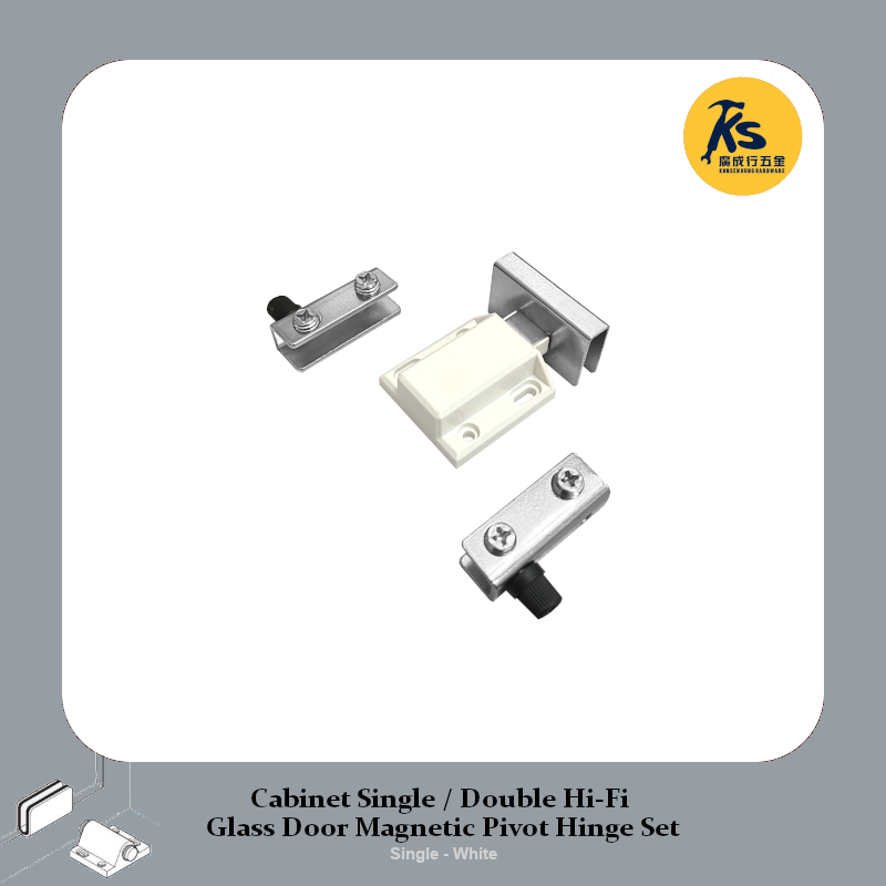 Cabinet Single / Double Hi-Fi Glass Door Magnetic Pivot Hinge Set ...