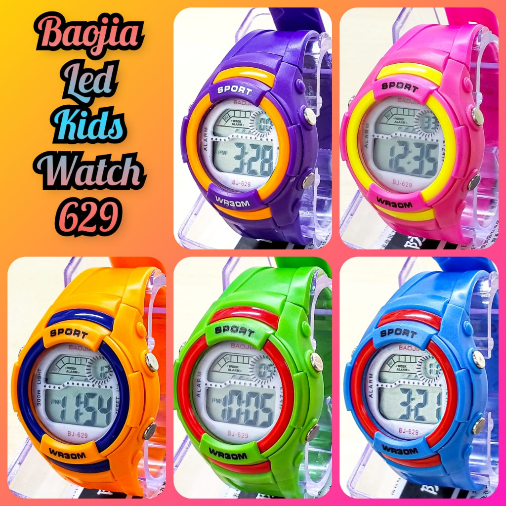 Baojia 629 LED Sports Watch with Rubber Watchband Round Dial Cold Light ...