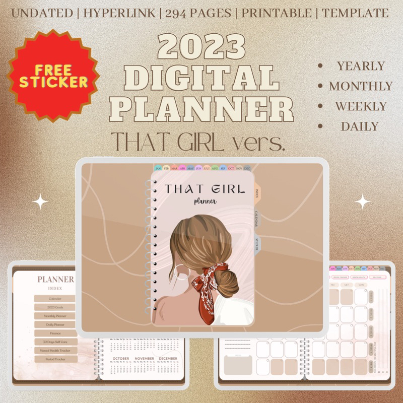 2023 Digital Planner ‘That Girl’ | HYPERLINK TABS | Yearly | Monthly ...