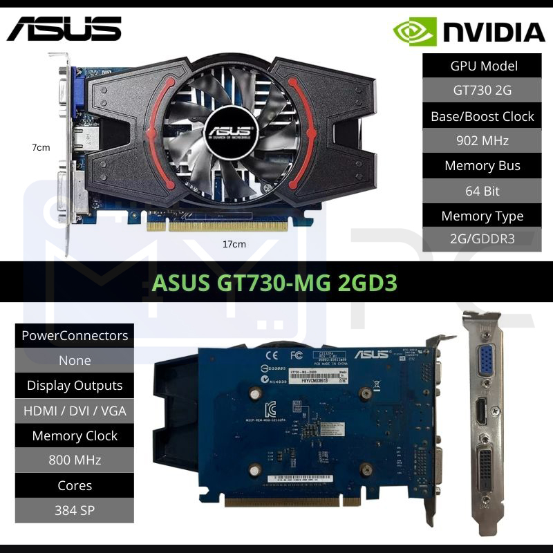 *Ready stock NVIDIA Asus GT730-MG 2GD3 GDDR3 Graphic card GPU | Shopee ...