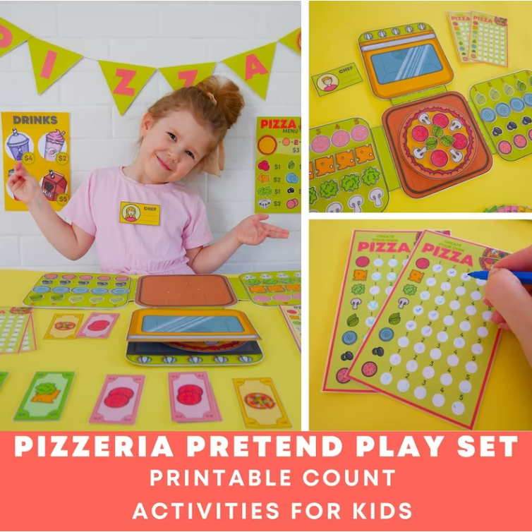 [Softcopy PDF] Pizza Pizzeria Pretend Play Set Dollhouse Paper Doll ...