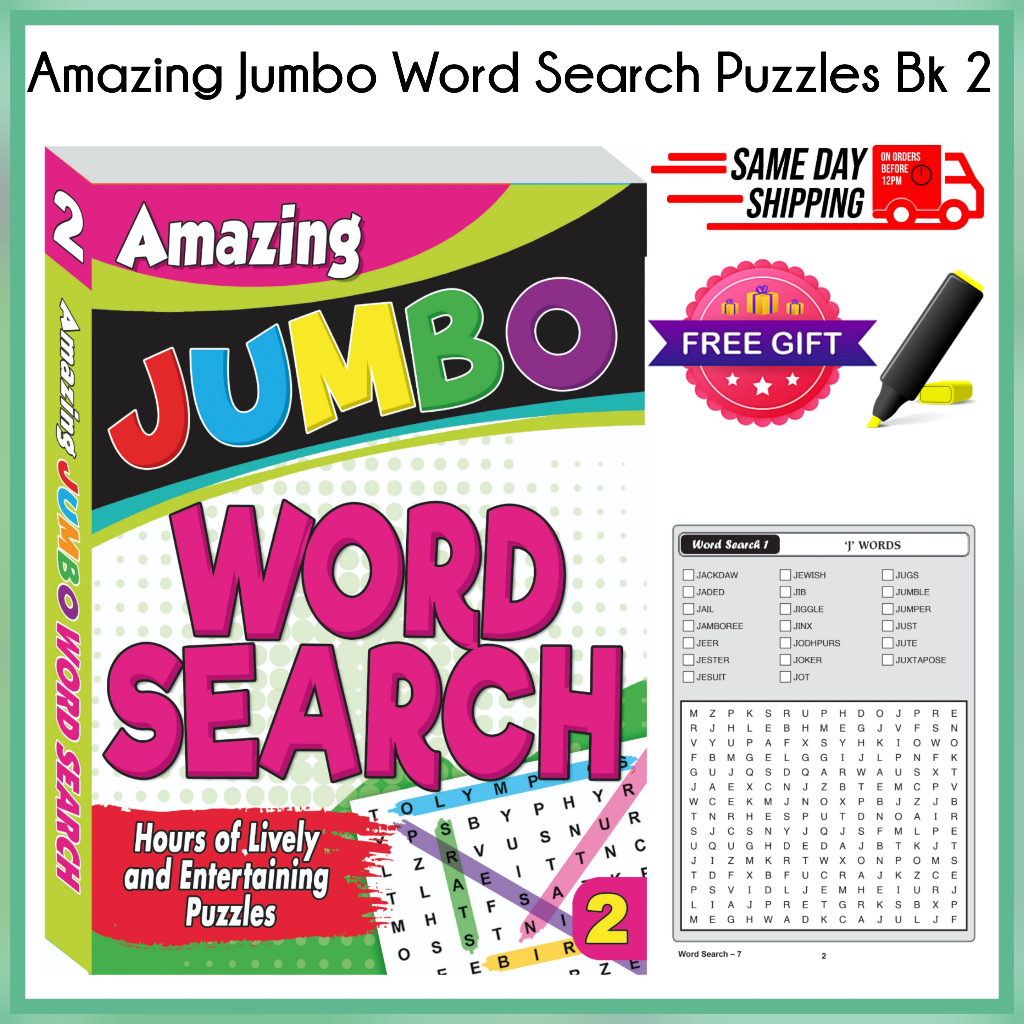 Amazing Jumbo Word Search | Puzzle Book | Adults | Crossword Puzzle ...