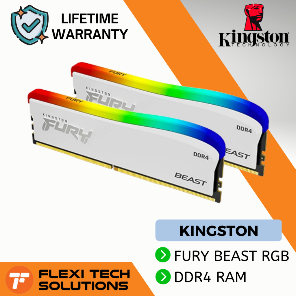 Flexi Tech KINGSTON FURY Beast DDR4 RGB Memory RAM Special Edition White 32GB 3600MHz | Shopee ...