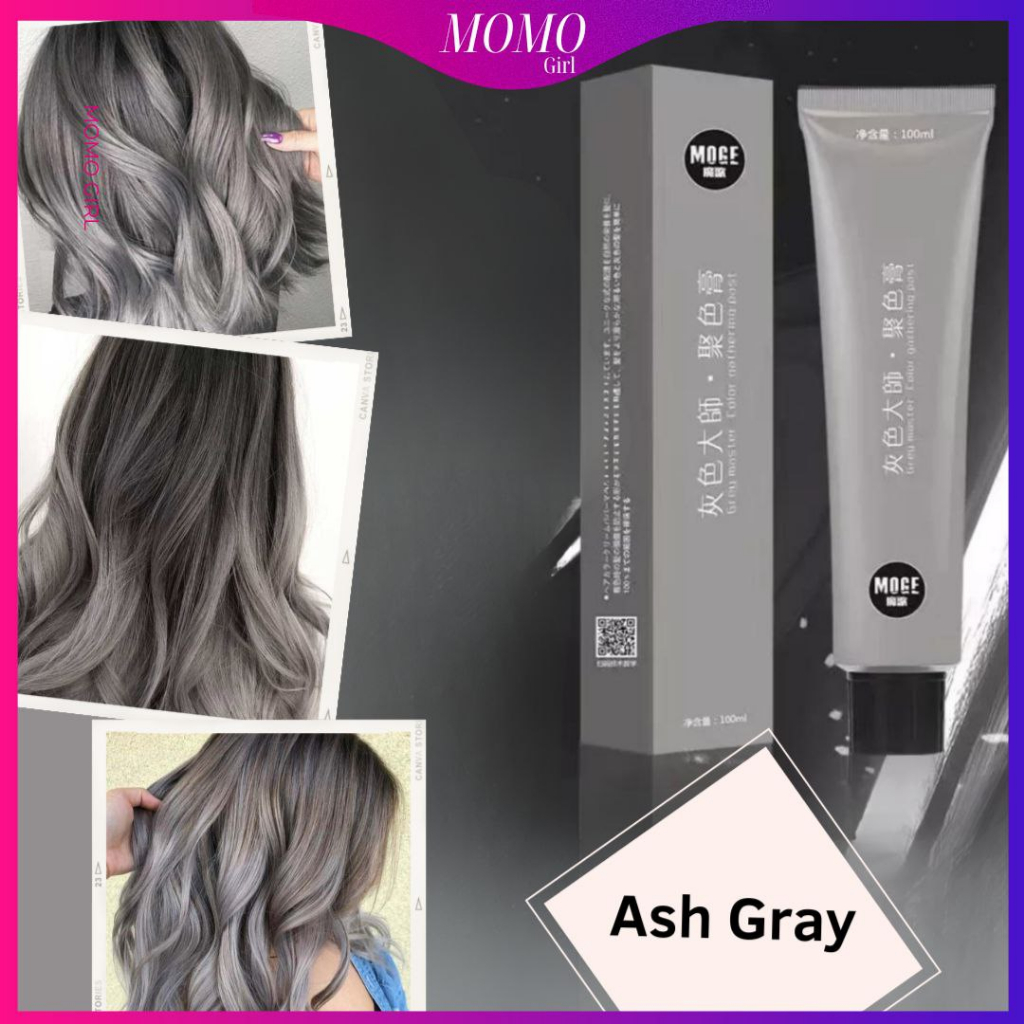 Moge Pearl Silver Grey Ash Gray Hair Dye Color Cream 100ml | Shopee Malaysia