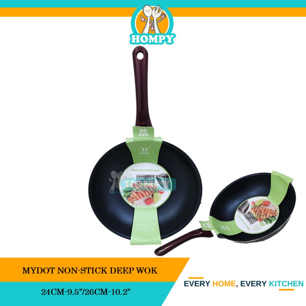 MYDOT 2 LAYER NON-STICK COATING DEEP WOK/INDUCTION DEEP WOK 24CM/26CM ...