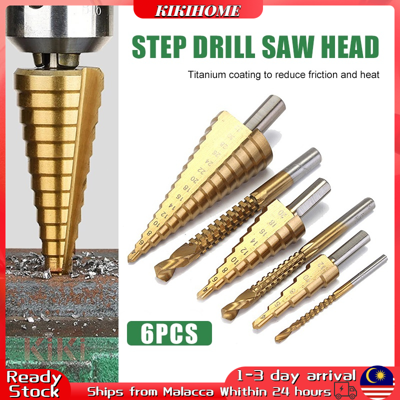 3/6PCS Step Drill Bit Milling Cutter Set Triangular Metalworking Shank Core Drill Machine Shop ...