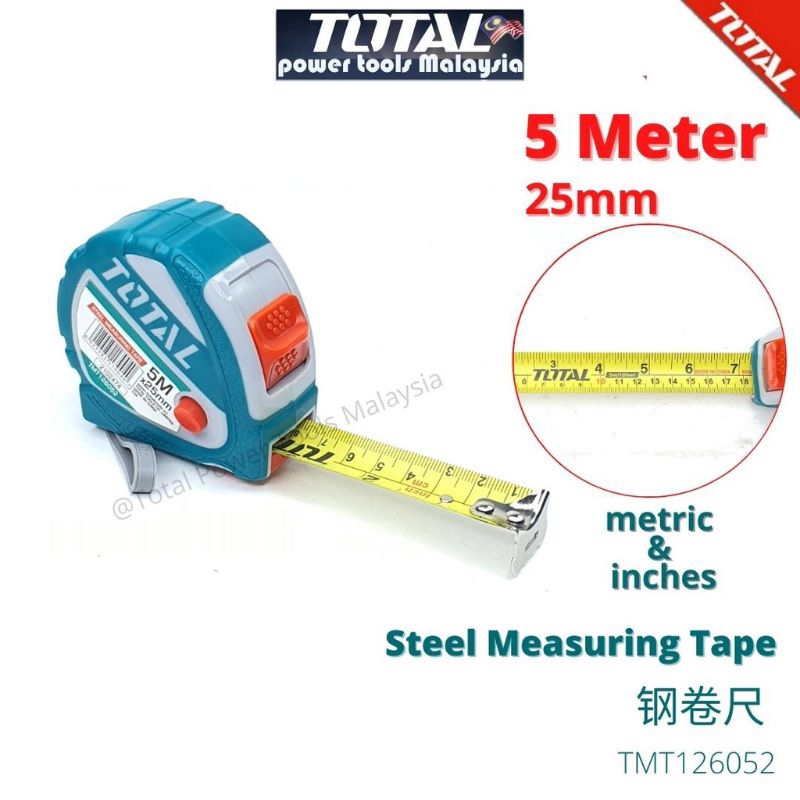 (Ready Stock) TOTAL STEEL MEASURING TAPE 5M X 25MM (TMT126052) | Shopee Malaysia