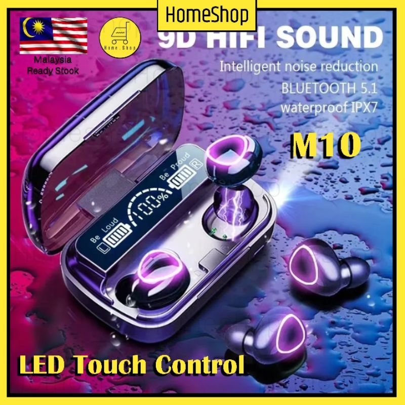 M10 TWS BLUETOOTH HEADPHONE LED TOUCH CONTROL WIRELESS BLUETOOTH ...
