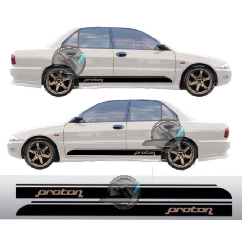 (Ready Stock ) S391# 2pc PROTON WIRA Car Body Stripe Vinyls Decal ...