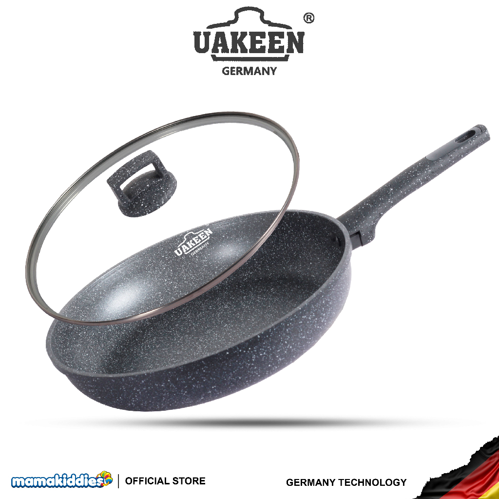 [NO LID] Uakeen Germany 30/32cm Forged Deep Fry Pan PFOA-Free Non-Stick Granite Coating ...