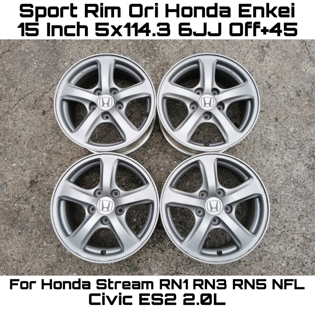 Sport Rim Ori Honda Enkei 15 Inch 5H Pcd114.3 6JJ For Honda Stream RN1 RN3 RN5 Absolute Civc ES2 ...