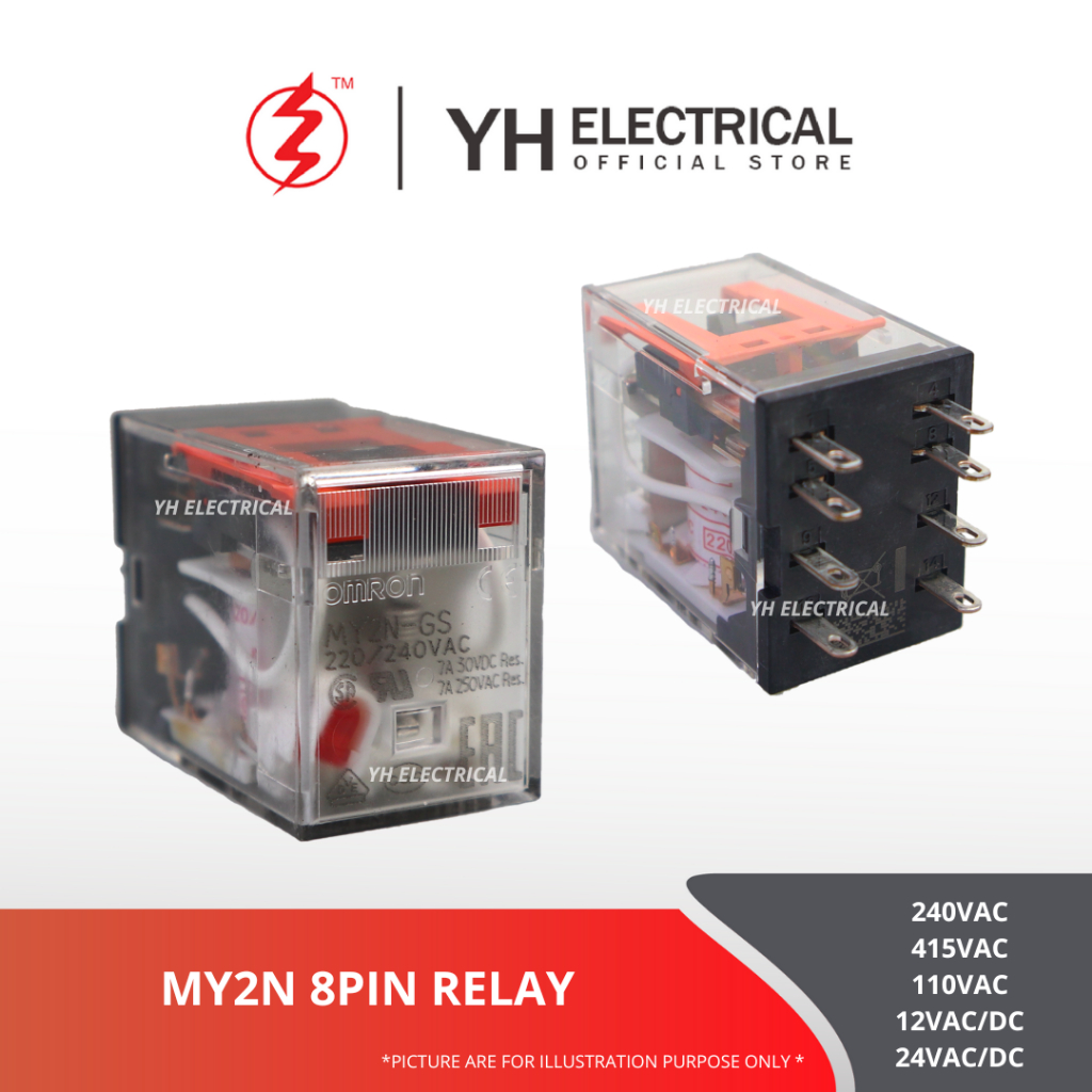 8PIN RELAY MY2 MY2N DC12V DC24V AC240V Schneider / Omron /Airmaxx | Shopee Malaysia