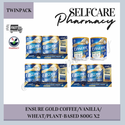 ENSURE GOLD VANILLA / WHEAT/ COFFEE / PLANT BASED ALMOND (TWIN PACK) 800G | Shopee Malaysia