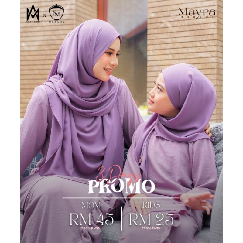 MAYRAA SHAWL butterfly SEDONDON IBU ANAK raya 2023 by Aisysmom x Normey ...