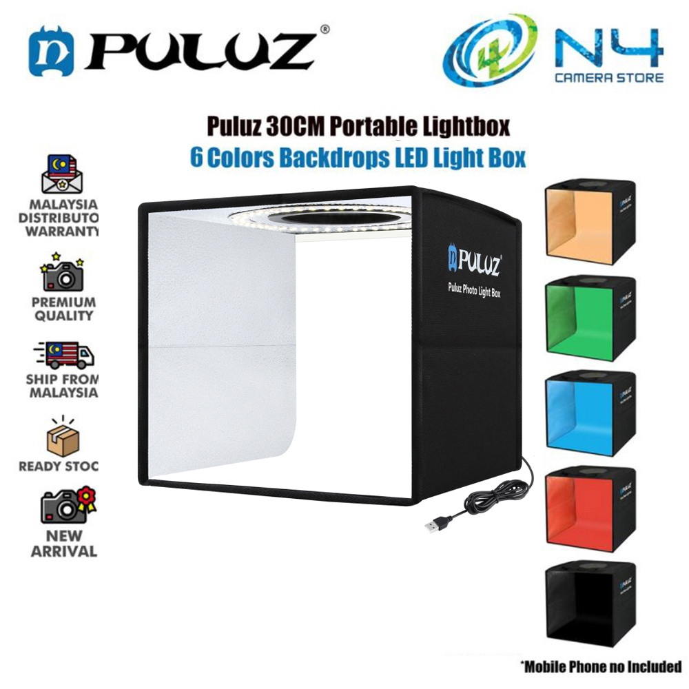 Puluz 25cm 30cm LED Product Case Lightbox Folding Mini Photo Studio ...
