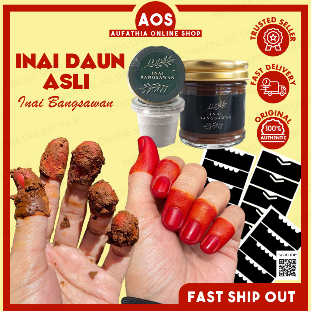 Inai Daun Asli Inai Bangsawan Masyarabia Sah Solat Free Sticker Henna ...