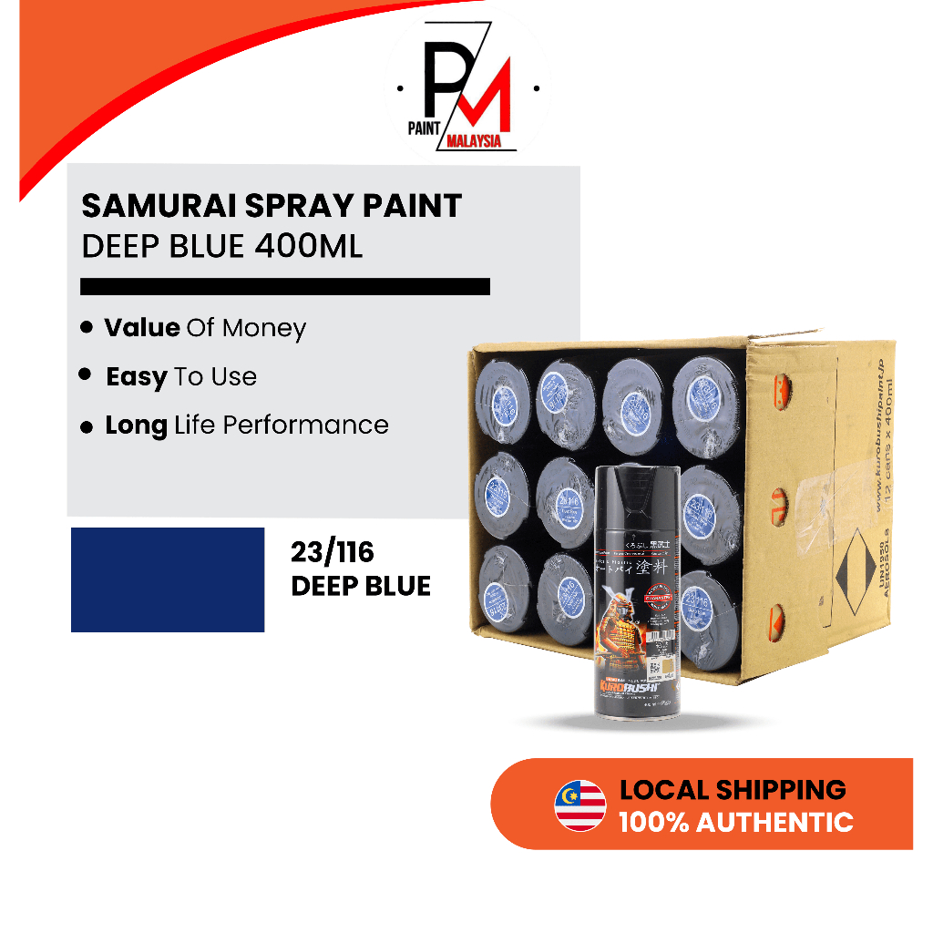 SAMURAI Spray Paint Deep Blue (23) Colour Paint 400ML (12 Cans/Box ...