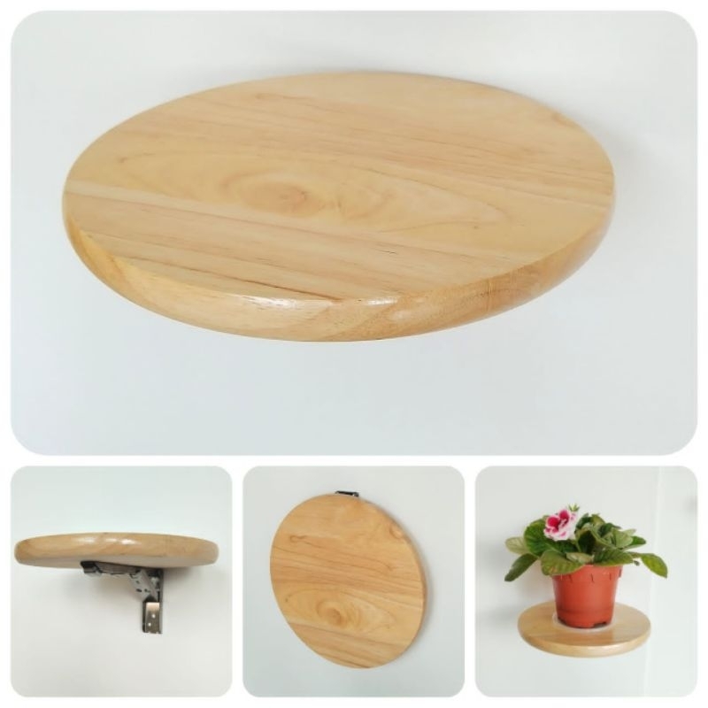 Simple Wall Shelf Folding Plants Hanging Shelf Solid wood Round ...