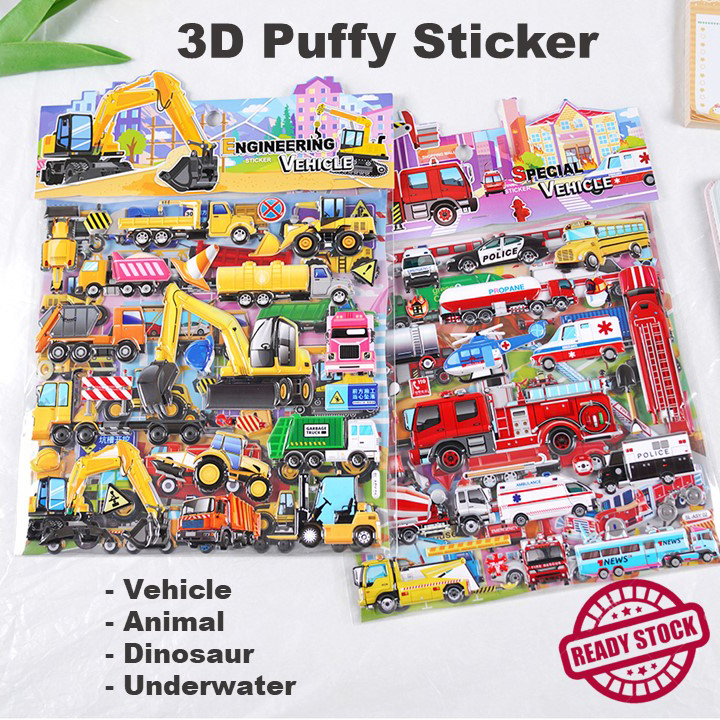 3D Puffy Sticker Bubble Cartoon Sticker Scrapbooking Craft Educational ...