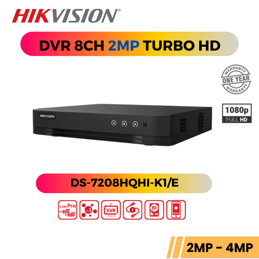 HIKVISION CCTV DVR 8CH Digital Video Decorder Turbo HD 8 Channel 2MP ...
