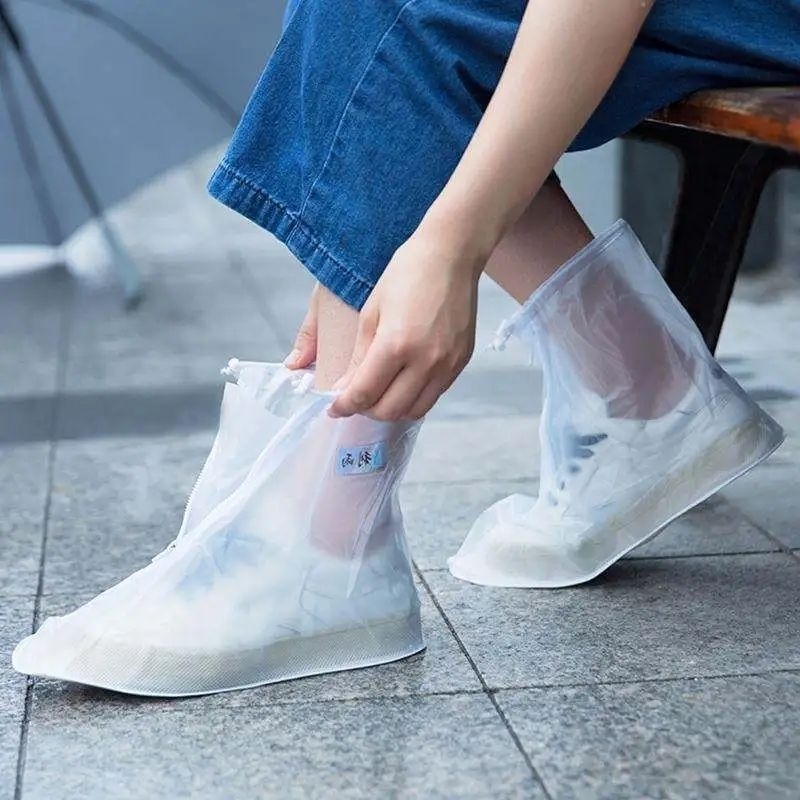 Rain Shoe Covers Waterproof Wear-resistant Zipper Closure PVC Women ...