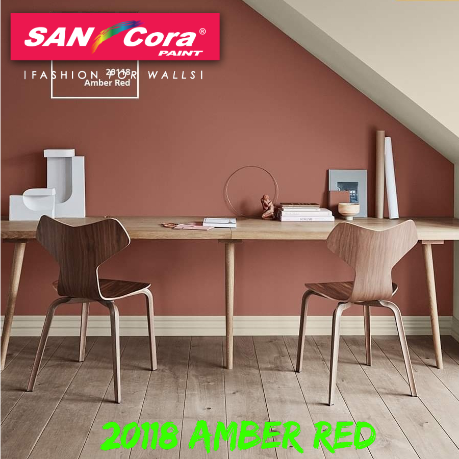 SINAR SANCORA 20118 AMBER RED 5 LITER I EMULSION Interior Exterior Wall Matt Paint Cat Dinding ...