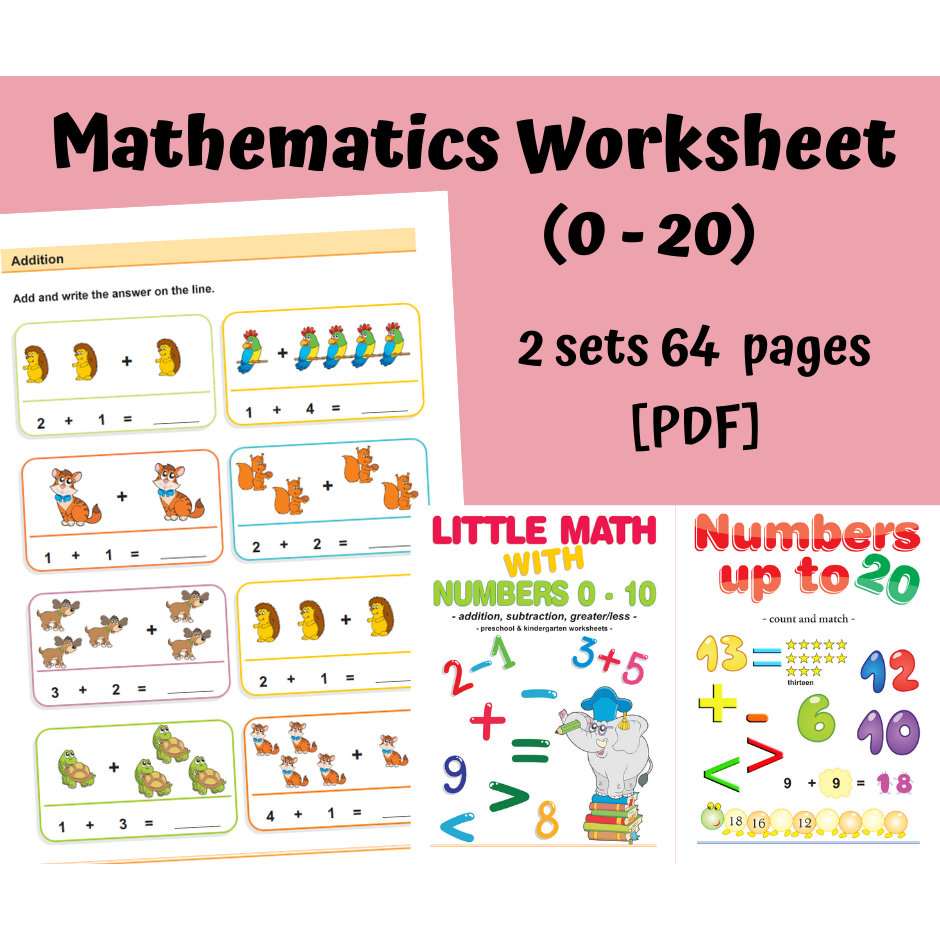 A166 - [PDF] Mathematics Worksheets (0 - 20) 2 sets 64 pages ...