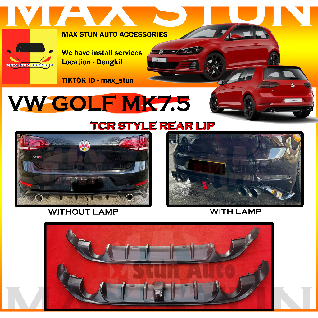 VOLKSWAGEN GOLF MK7.5 R R LINE GTI TSI TCR REAR DIFFUSER BUMPER SKIRT ...