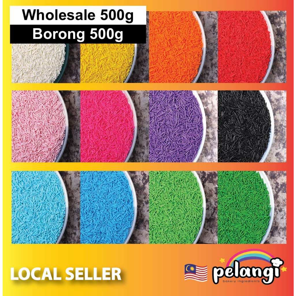 Edible Sugar Sprinkles Rice Jimmies Dragee Gula Hiasan Kek Gula Urai ...