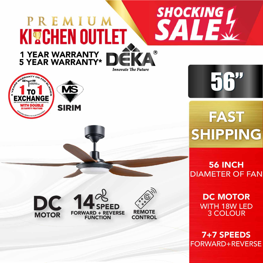 Deka Kronos 56" DC Motor 14 Speeds 5 Blades Ceiling Fan F5DC | F5DC L ...